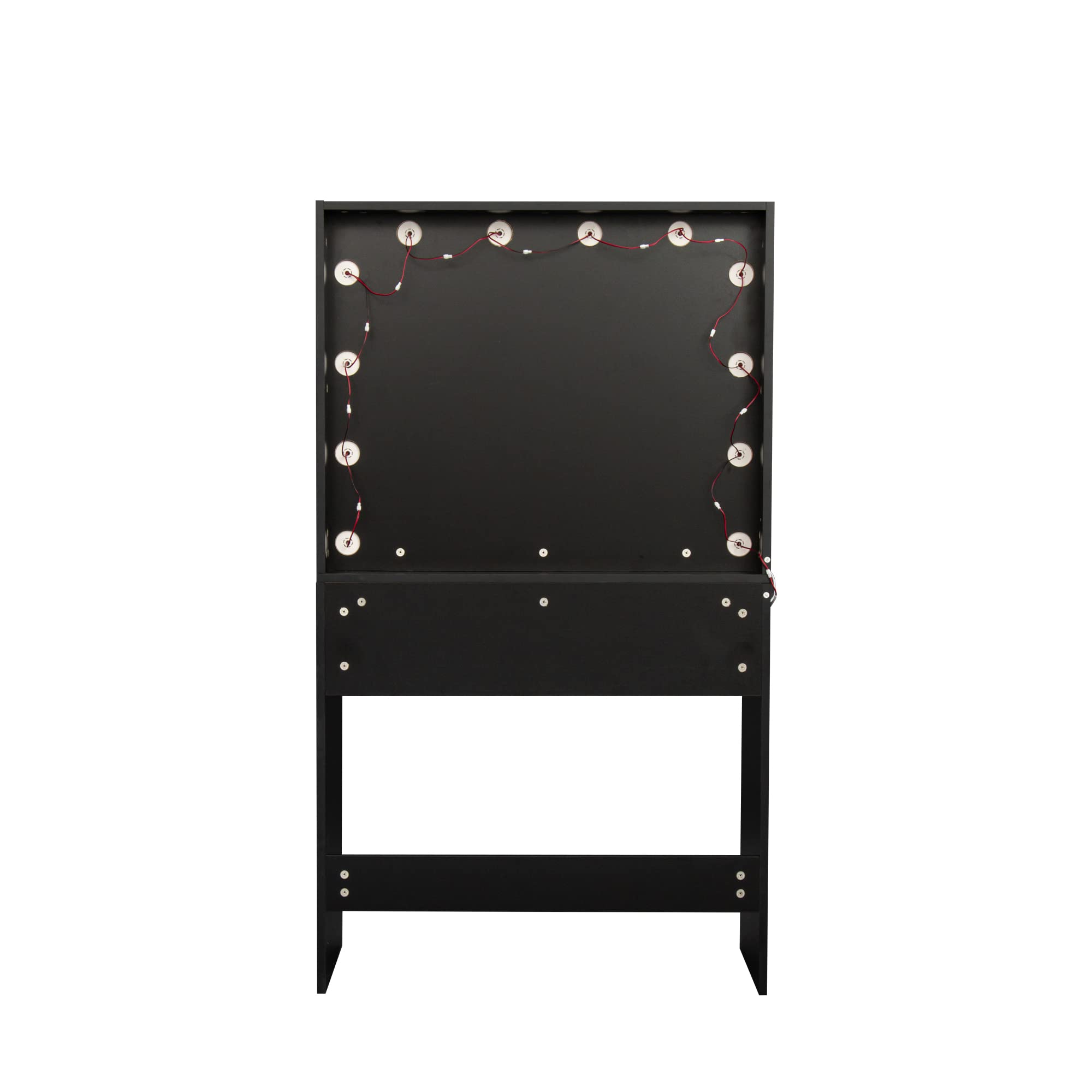 Penifun Modern Design Bedroom Makeup Dressing Table with Light and Stool, Black