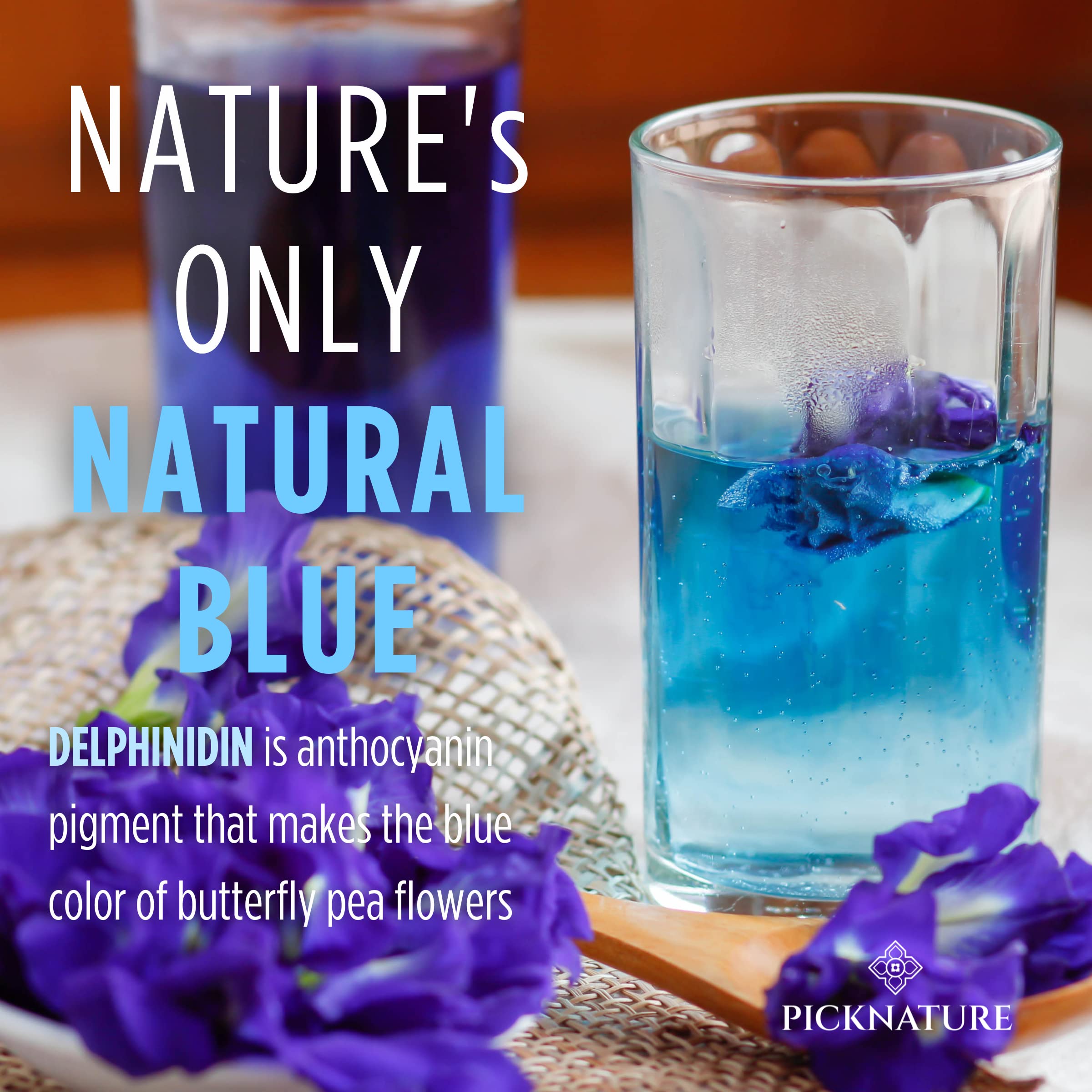 PICKNATURE Butterfly Pea Flower Tea Loose Leaf Freshly Picked from Thailand | Mini Pack (100+ Cups) | Herbal Blue Tea Gifts |USDA Organic