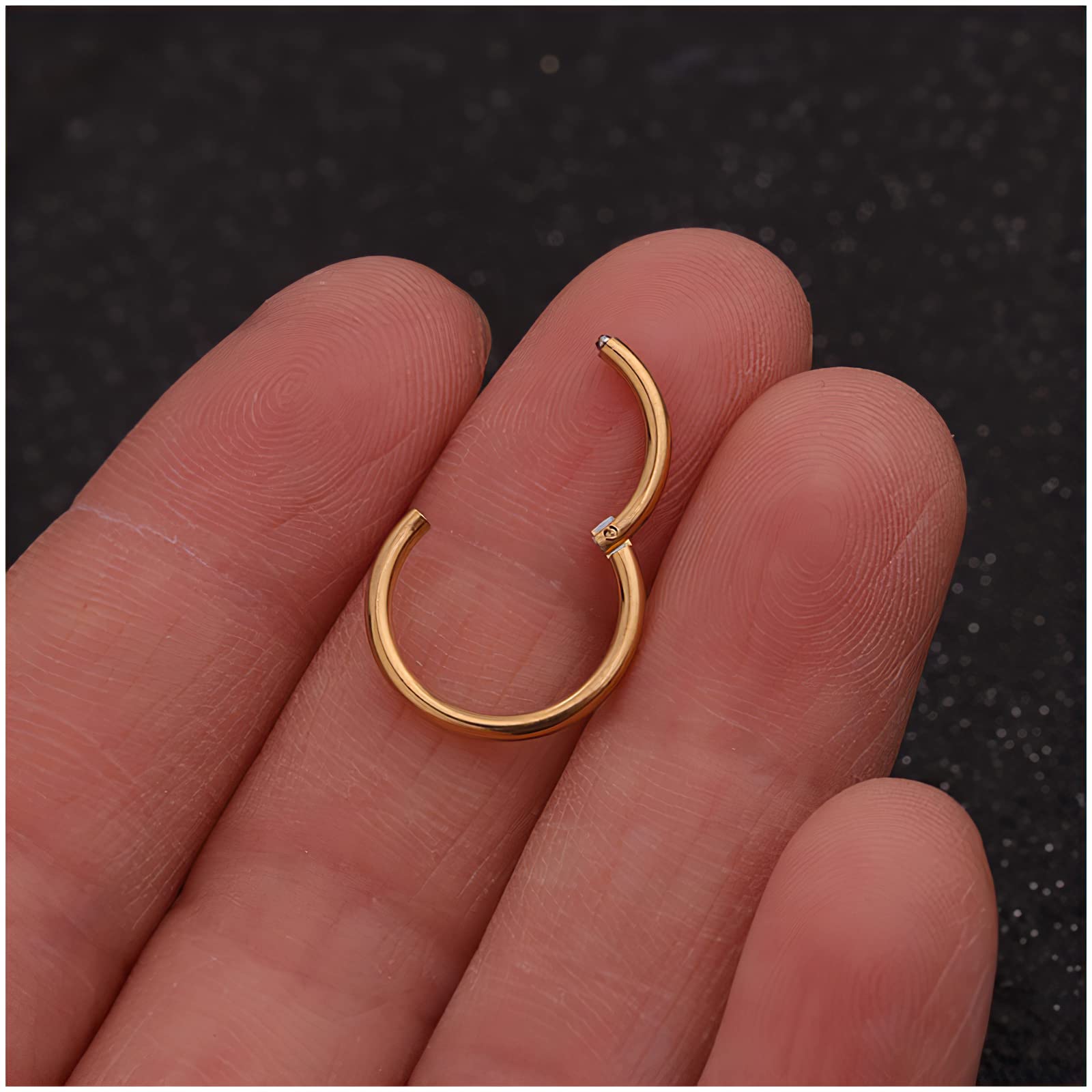Unisex Dainty Tiny 18k Real Gold Plating Cartilage Hoop Earrings, 16G Surgical Steel Small Endless Hinged Hoops Earring for Earlobe Helix Rook Daith Conch