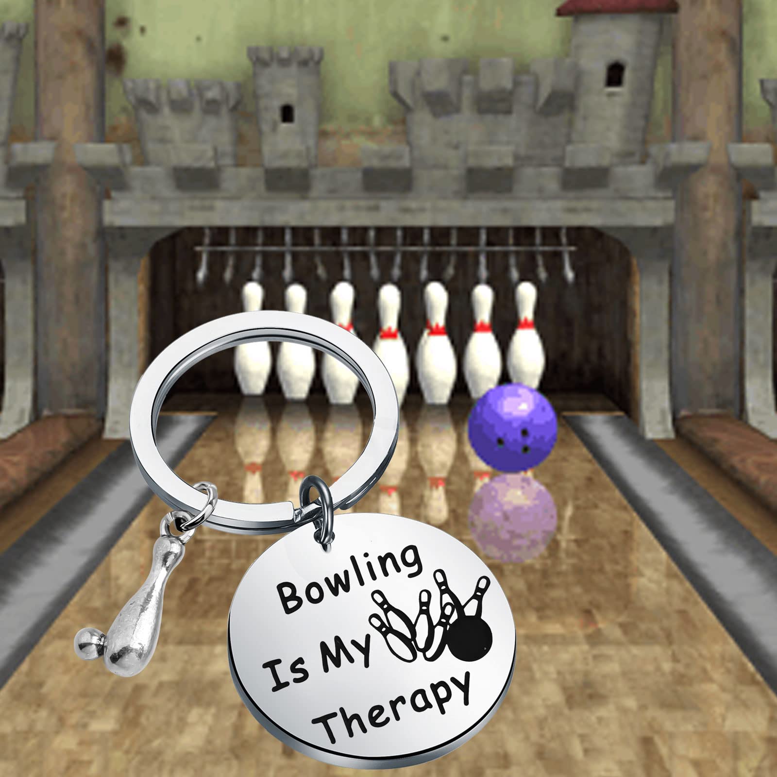 WSNANG Bowling Keychain Bowling Team Gift Bowling Jewelry Gifts for Bowling Coach Bowling Ball Key Chain Bowling Lover Gift (Bowling Keychain)