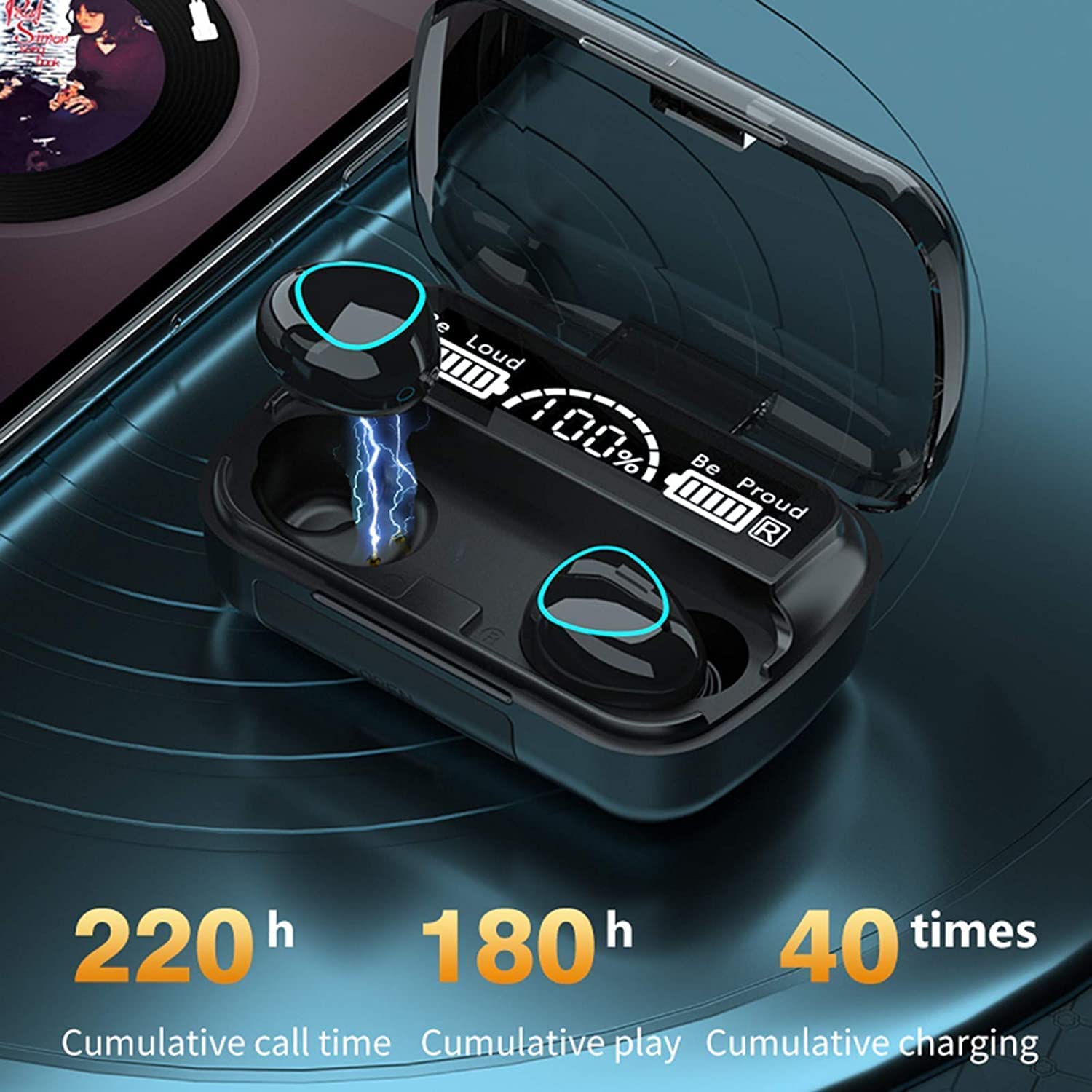 NIUTA Wireless Earbuds,Bluetooth Headphones 136Hr Playtime Sports Ear Buds with Digital Display Charging Case, IPX7 Waterproof Headset with Microphone Cordless Earphone for iPhone Andriod TV Phone