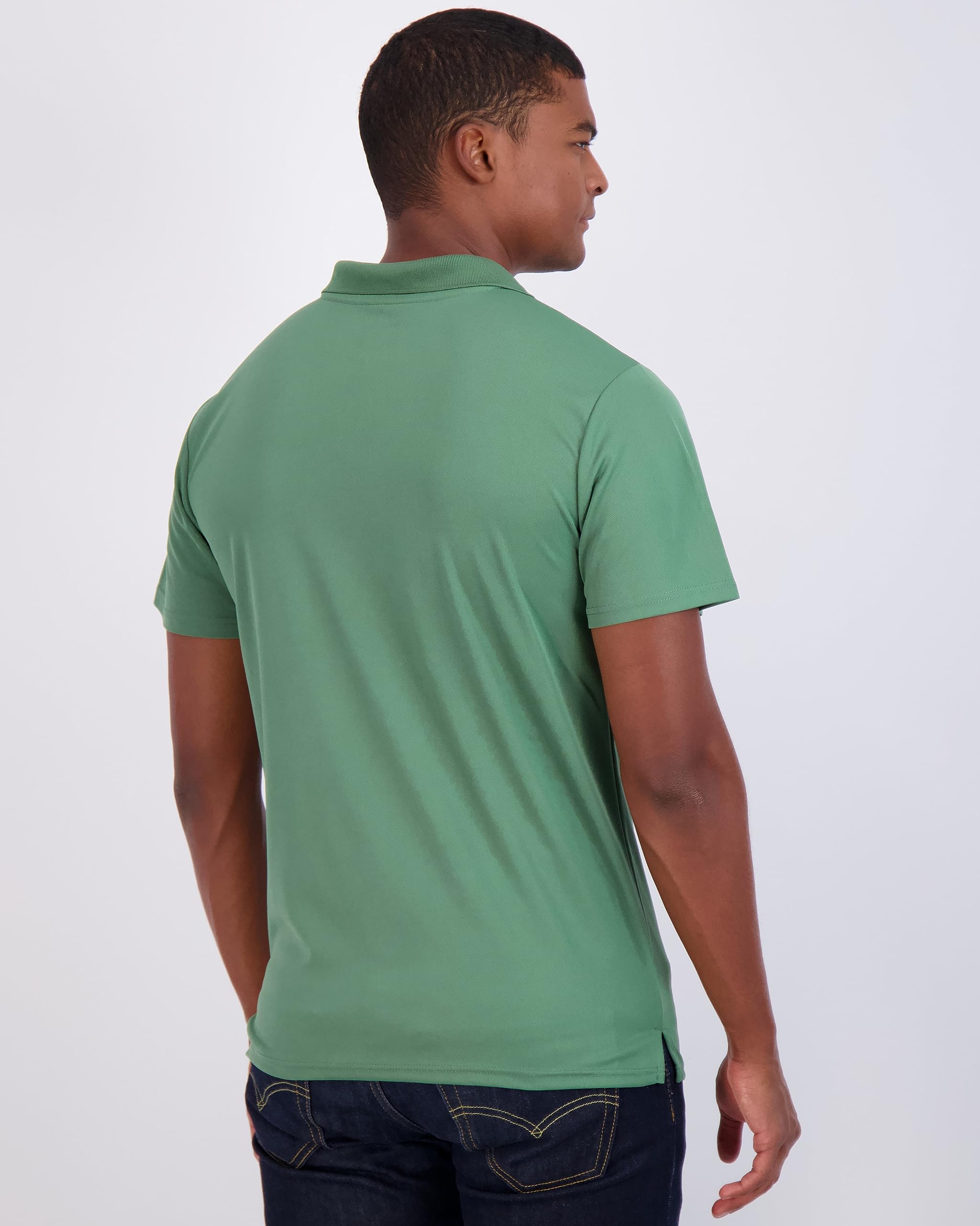 Real Essentials 3 Pack Mens Dry Dri Fit Polo Shirt Short Sleeve Golf Tennis Active Athletic Performance Work Sports Collared Business Casual Tee