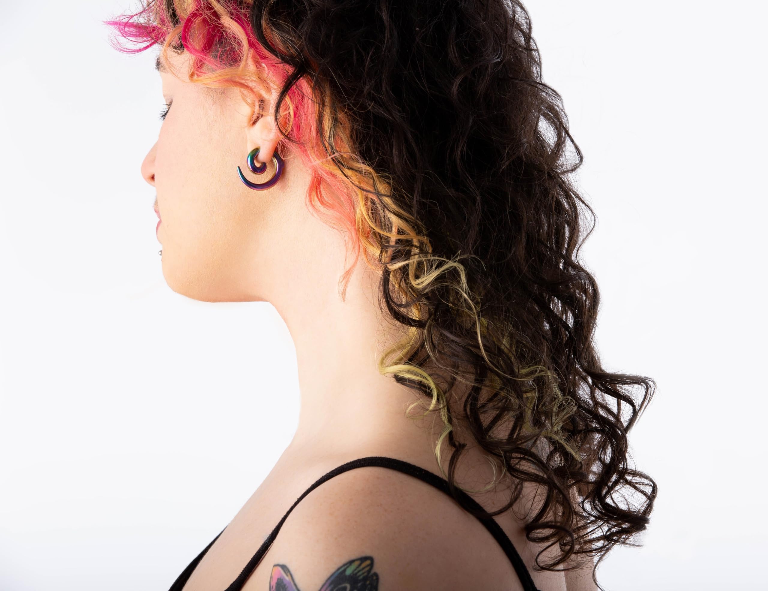 Pierced Owl Stainless Steel Spiral Tapers, Sold as a Pair (6mm (2GA), Rainbow)