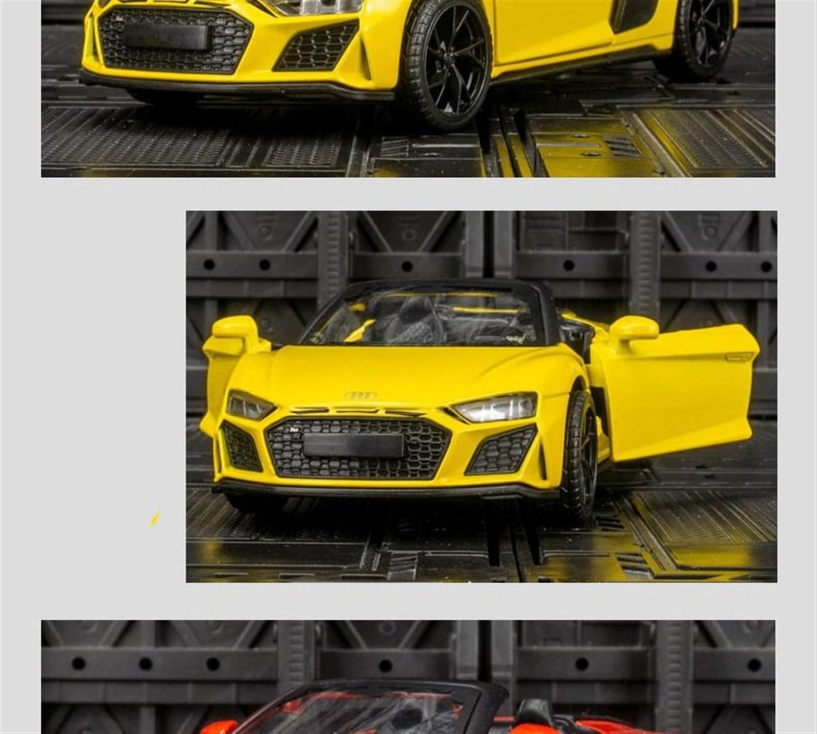 ODAH 1:32 Suitable for Audi R8 V10 Alloy car Model Ornaments Convertible Supercar Metal Pull-Back Toys (Color : Yellow)