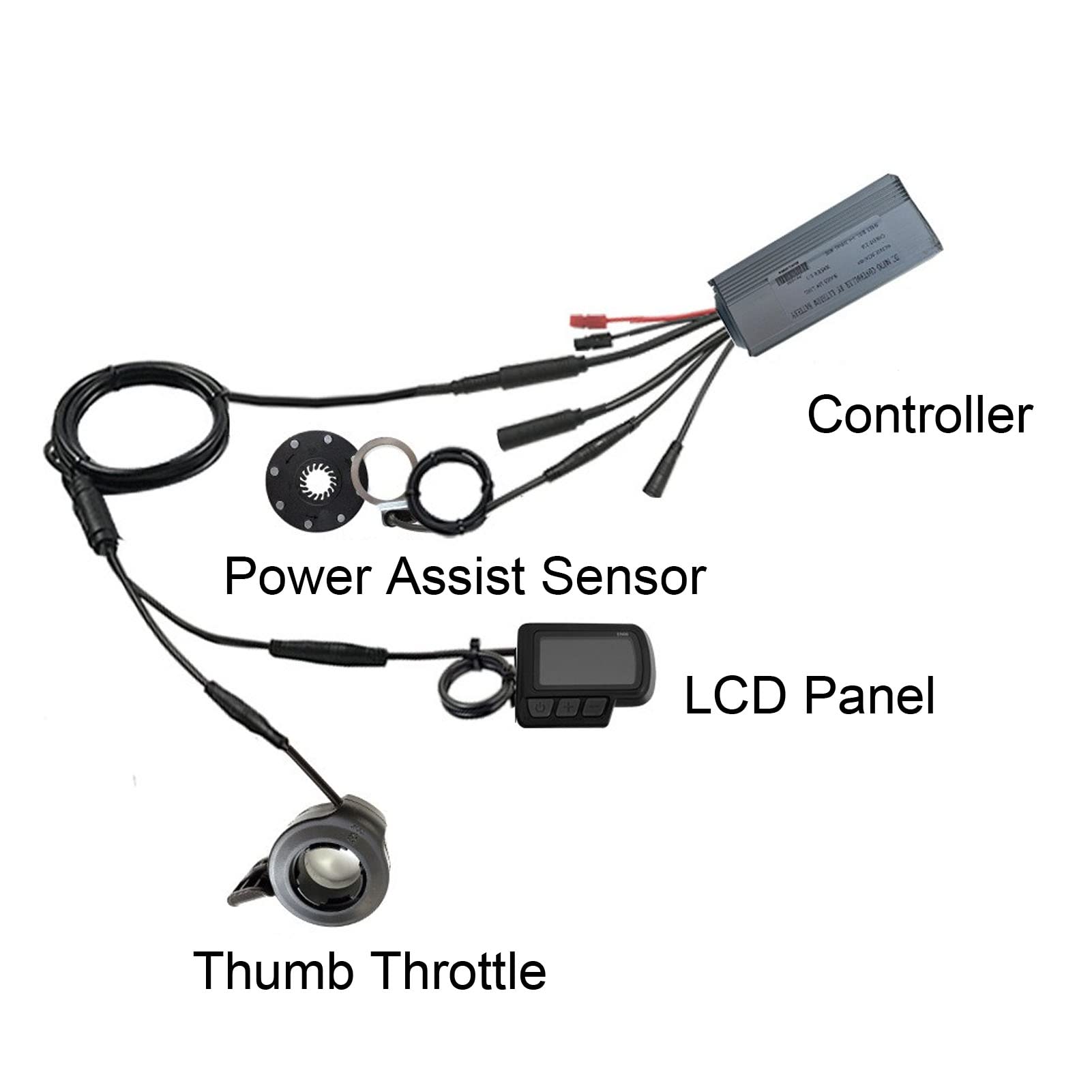 WERI Bike Lithium Battery Modified Controller Kit, Heat Dissipation Electric Bike Motor Controller Set Grooved Design with EN06 Meter for Folding Vehicles