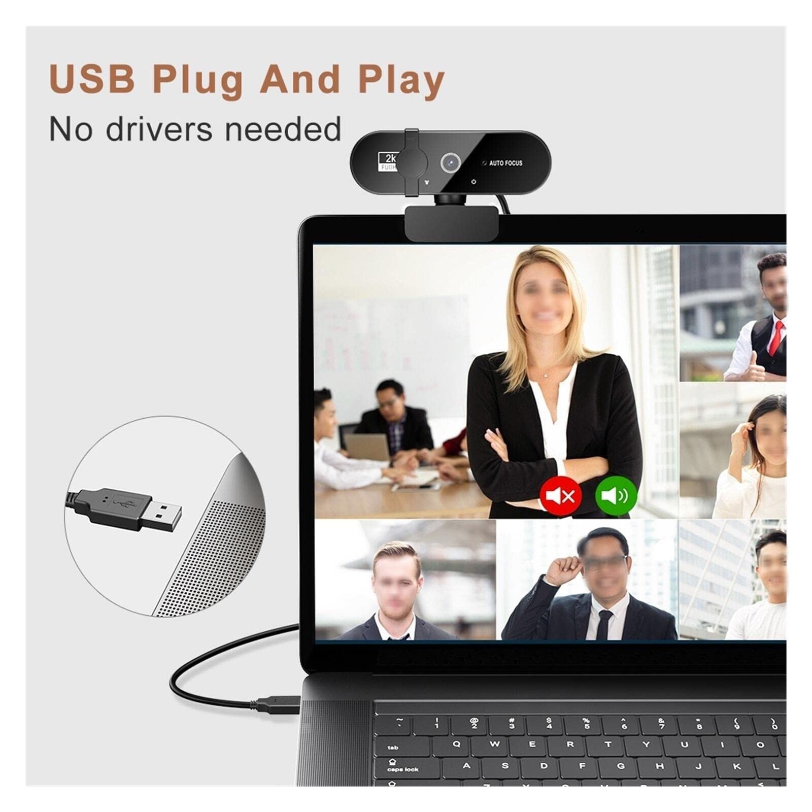 ZAUNCO Webcam Webcam 1080P Computer Webcam Auto Noise Reduction HD Light Capture Webcam USB Webcam, Webcam with Zoom,Face to Face,Media Communication Gaming Webcam (Color : 1080P, Size : X)