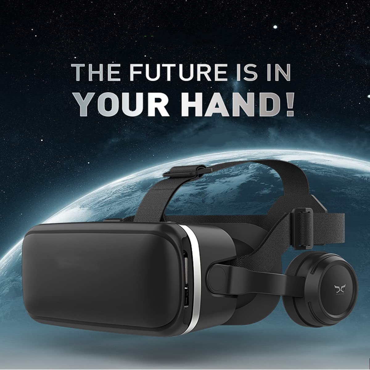VR 3D Virtual wearable display with Headphones Audio Position Discrimination Headset Glasses 360 ° 3D Space Immersion Experience Compatible with iOS and Android