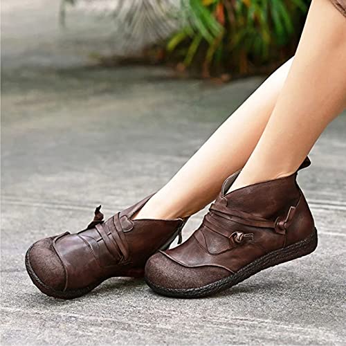 USYFAKGH lace up Heel Boot Heel Ankle Boot Size 4 Cowboy Boots Women Size 9 Cowboy Boots Women rain Proof Slippers Coffee