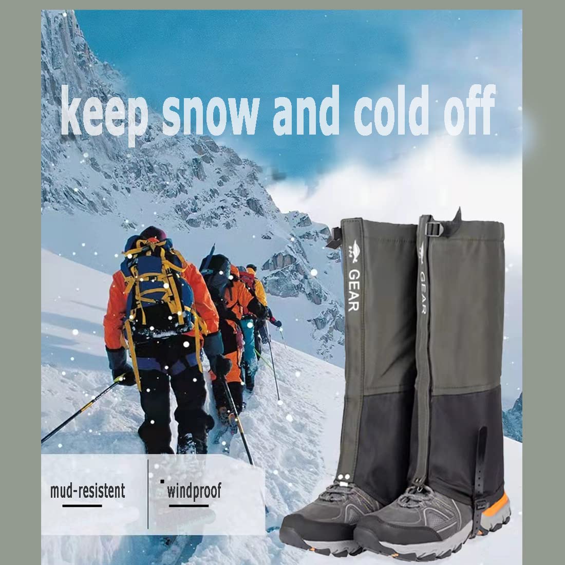 WUSHANG Leg Gaiter Snow Boot Gaiter Waterproof Gaiter for Men Women Shoe Gaiter for Hiking Hunting Skiing Camping Climbing (XL)