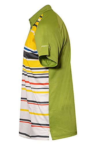 Pin High Ricardo High Performance Golf Polo Shirts for Men, Greenery/White, XXL