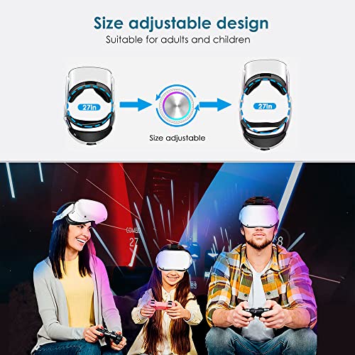 VR Charging Headwear Adjustment No Pressure on The Face for Oculus Quest 2 Headband Replacement Enhanced Support (White)