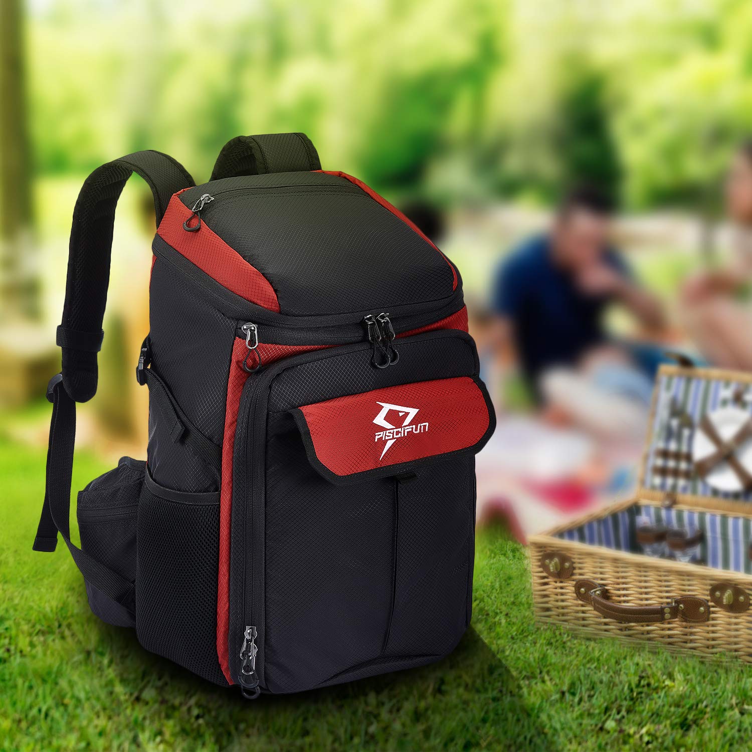 Piscifun Cooler Backpack - Large Insulated Leakproof Cooler Bag for Men and Women, Keeps Food and Drinks Cool and Fresher Grey