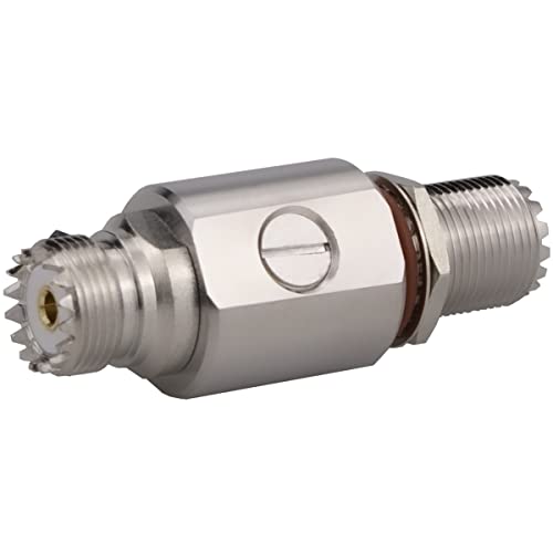 Whisary UHF Lightning Arrestor PL-259 Lightning Surge Protector UHF Female to Female Bulkhead for HAM Radio Gear,CB Ham Two-Way Base Stations