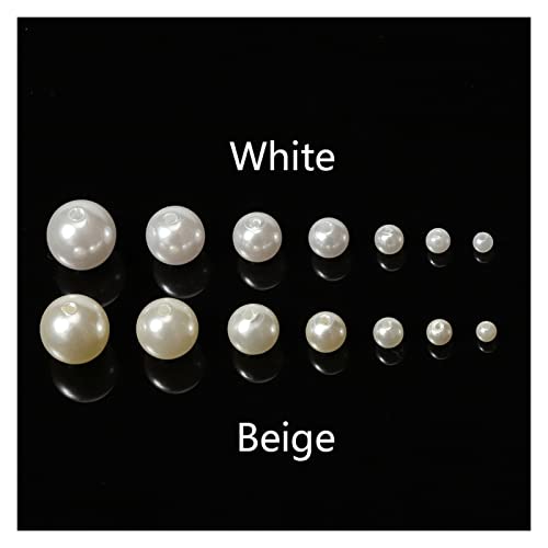 NHBT YU 100pcs 200pcs White Beige Color Imitation Pearl Beads 4/5/6/8/10mm Loose Beads DIY Jewelry Making Handmade Beading Hairpin T87 (Color : White, Item Diameter : 100pcs 12mm)