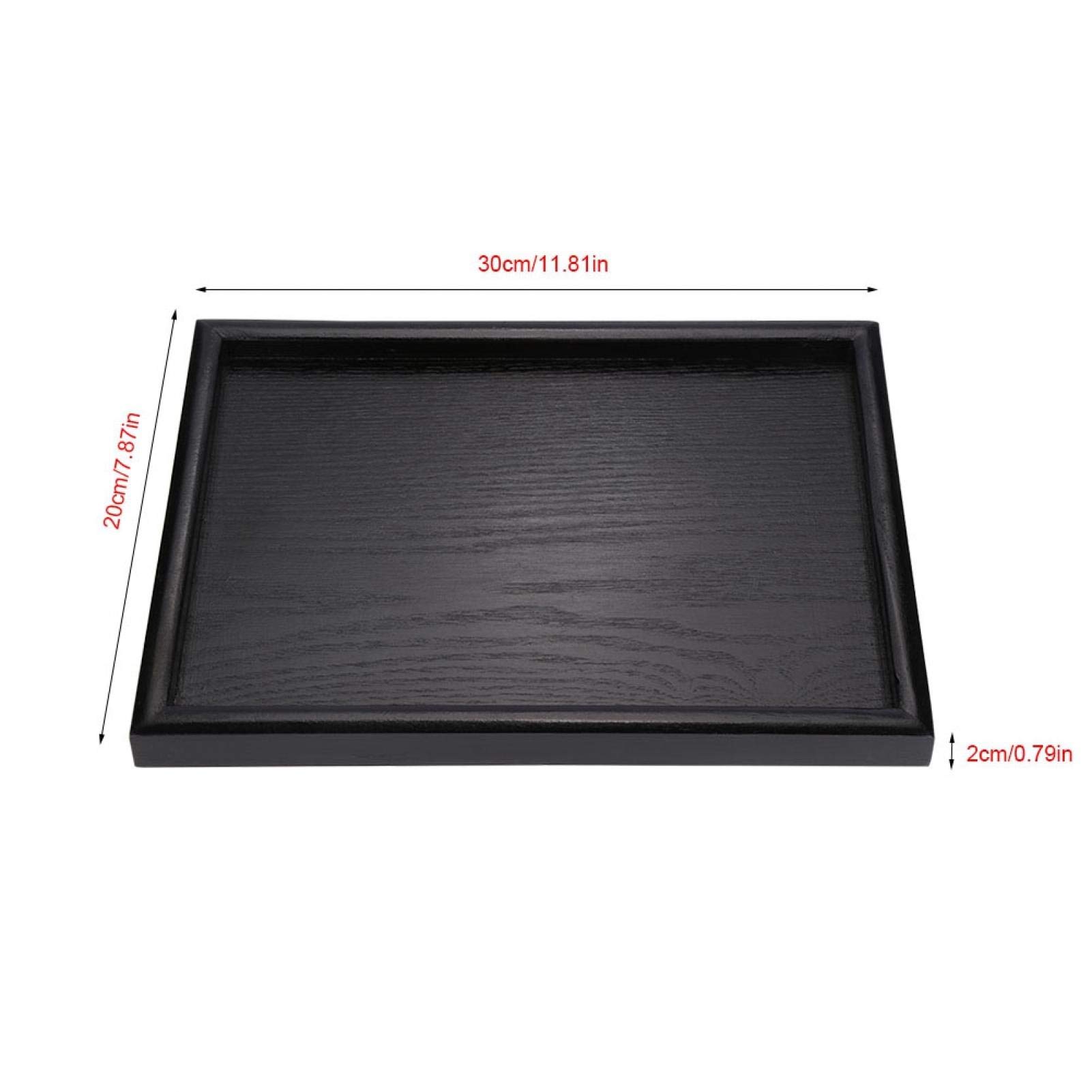 Wood Serving Tray, Reusable Dessert Platters Decorative Fast Food Trays Set for Kitchen Dining Room Party Breakfast in Bed Lunch Dinner Appetizers Patio Ottoman Coffee Table BBQ (Black)