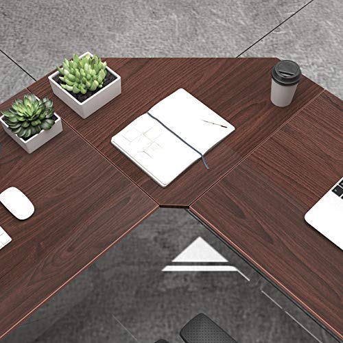 sogesfurniture 59" Large L-Shaped Desk Corner Table Computer Desk Workstation Desk PC Laptop Office Desk L Desk, Walnut