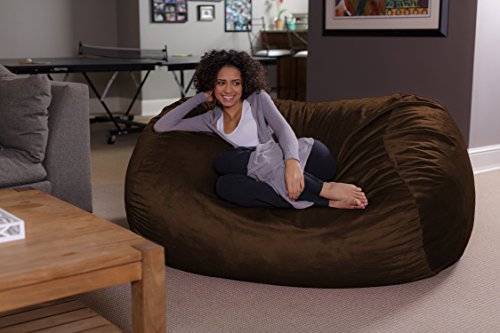 Sofa Sack - Plush Bean Bag Sofas with Super Soft Microsuede Cover - XL Memory Foam Stuffed Lounger Chairs for Kids, Adults, Couples - Jumbo Bean Bag Chair Furniture - Chocolate 6'
