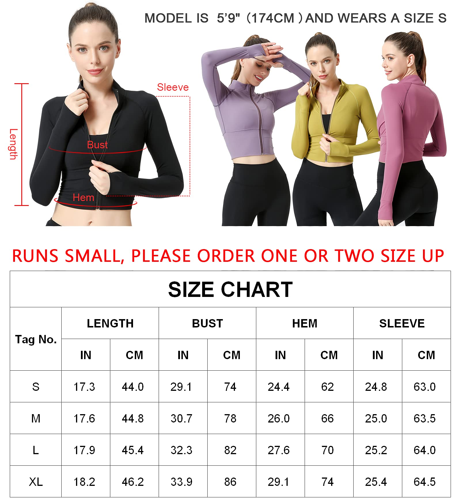 SEAUR Casual Basic Gym Jackets Coat for Women Jogging Turtleneck Stretch Crop Top with Thumb Holes Sun Protection Fitness Training Exercise Outerwear Activewear Black