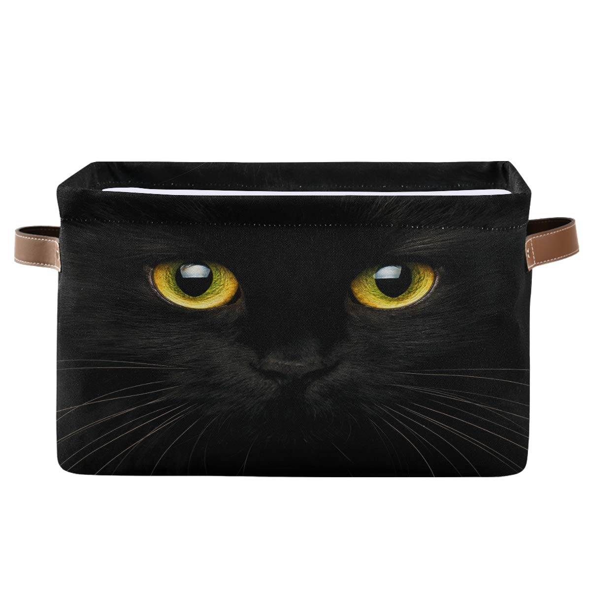 Storage Basket Cube Animal Black Cat Large Collapsible Toys Storage Box Bin Laundry Organizer for Closet Shelf Nursery Kids Bedroom,15x11x9.5 in,1 Pack