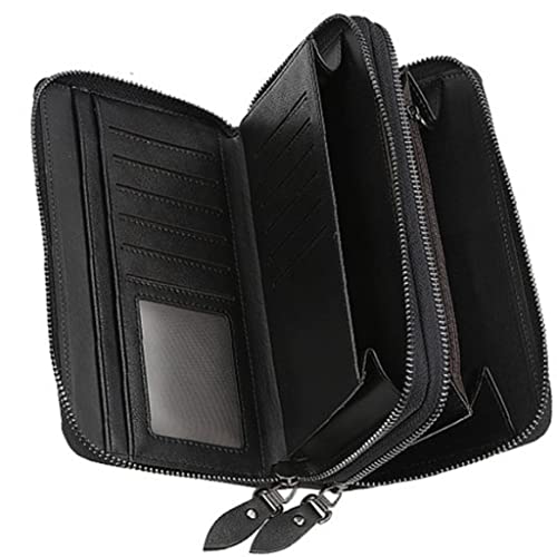 ZCMEB Men's Wallet Long Large Capacity Zipper Wallet Men's PU Leather Wallet Men's Business Wallet