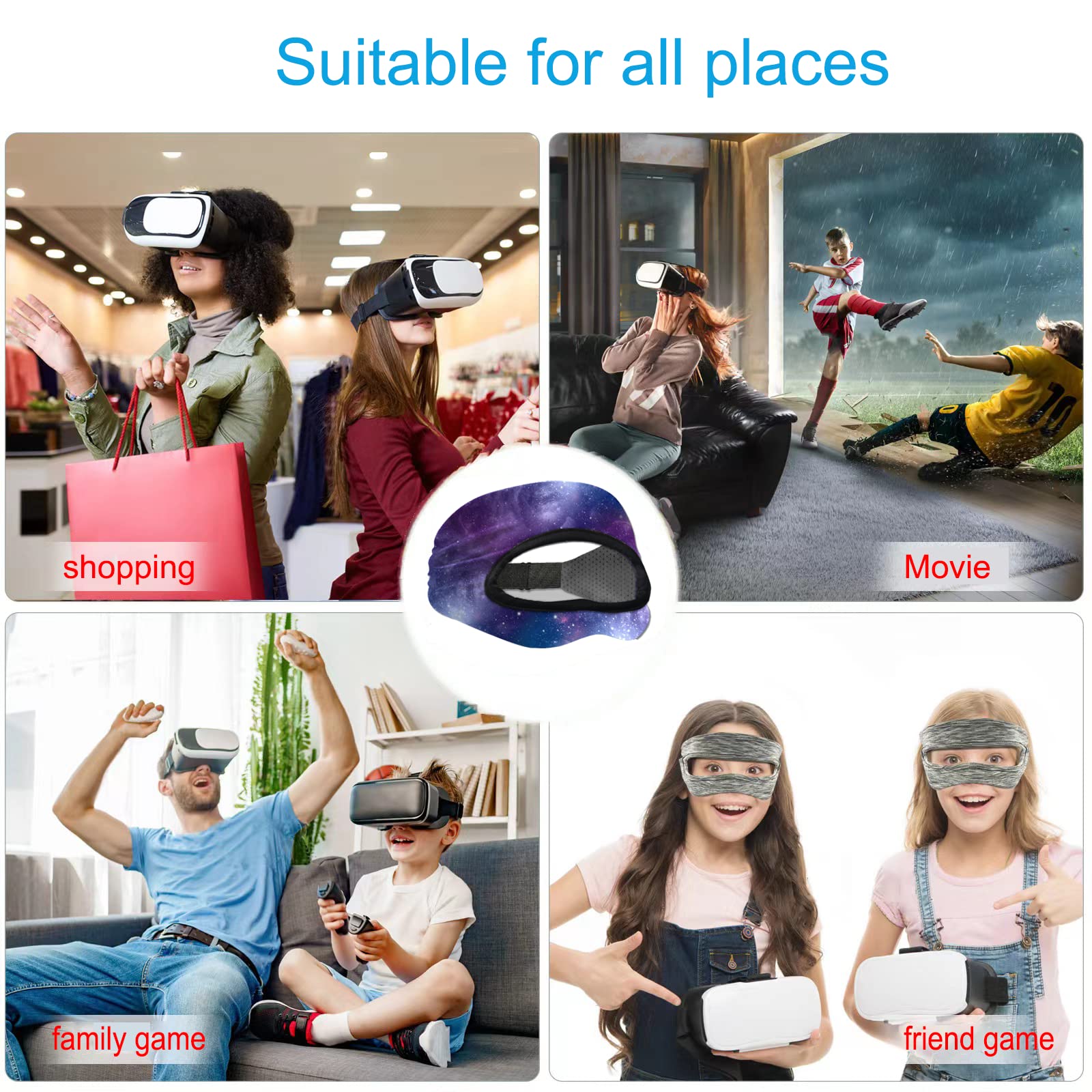 VR Eye Mask Face Cover Breathable Elastic Sweat Band Adjustable Sizes HMD Padding Use for VR Workouts ,Compatible with Mate Quest 2/Oculus Rifts/HTC Vive Pro 2 and Other VR Headsets(3PC)