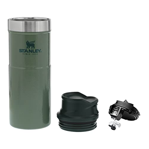 STANLEY Trigger Action Travel Mug 0.47L Hammertone Green β Keeps Hot for 7 Hours - BPA-free Stainless Steel Thermos Travel Mug for Hot Drinks - Leakproof Reusable Coffee Cups