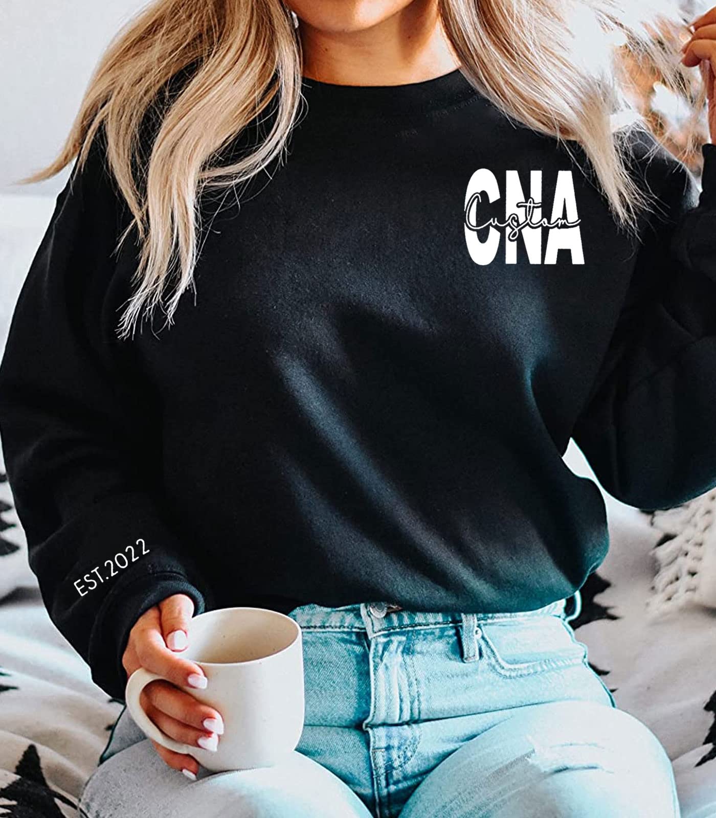 NAZENTI Nurse Sweatshirt, Custom Name Certified Nursing Assistant Shirt, Personalized Name CNA Sweatshirt, Nurse Crewneck Sweatshirt, Custom Nursing Assistant Shirt, Gift For CNA, CNA Grad Gifts