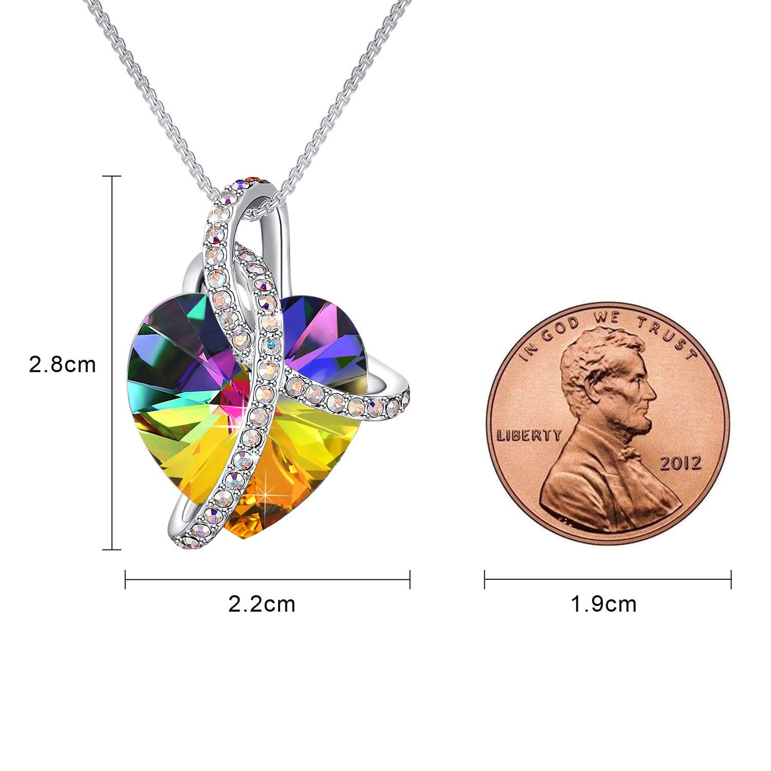 PLATO H Heart Pendant Necklace, Infinity Wrap Crystal Charm, Elegant Gift for Women, Perfect for Birthdays, Anniversaries, Valentine's Day