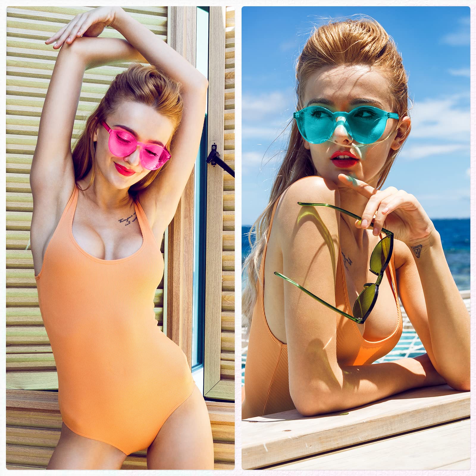 RTBOFY 10 Pairs Rimless Round Party Sunglasses Colored Glasses Transparent Round Retro Sunglasses Halloween Sunglasses…