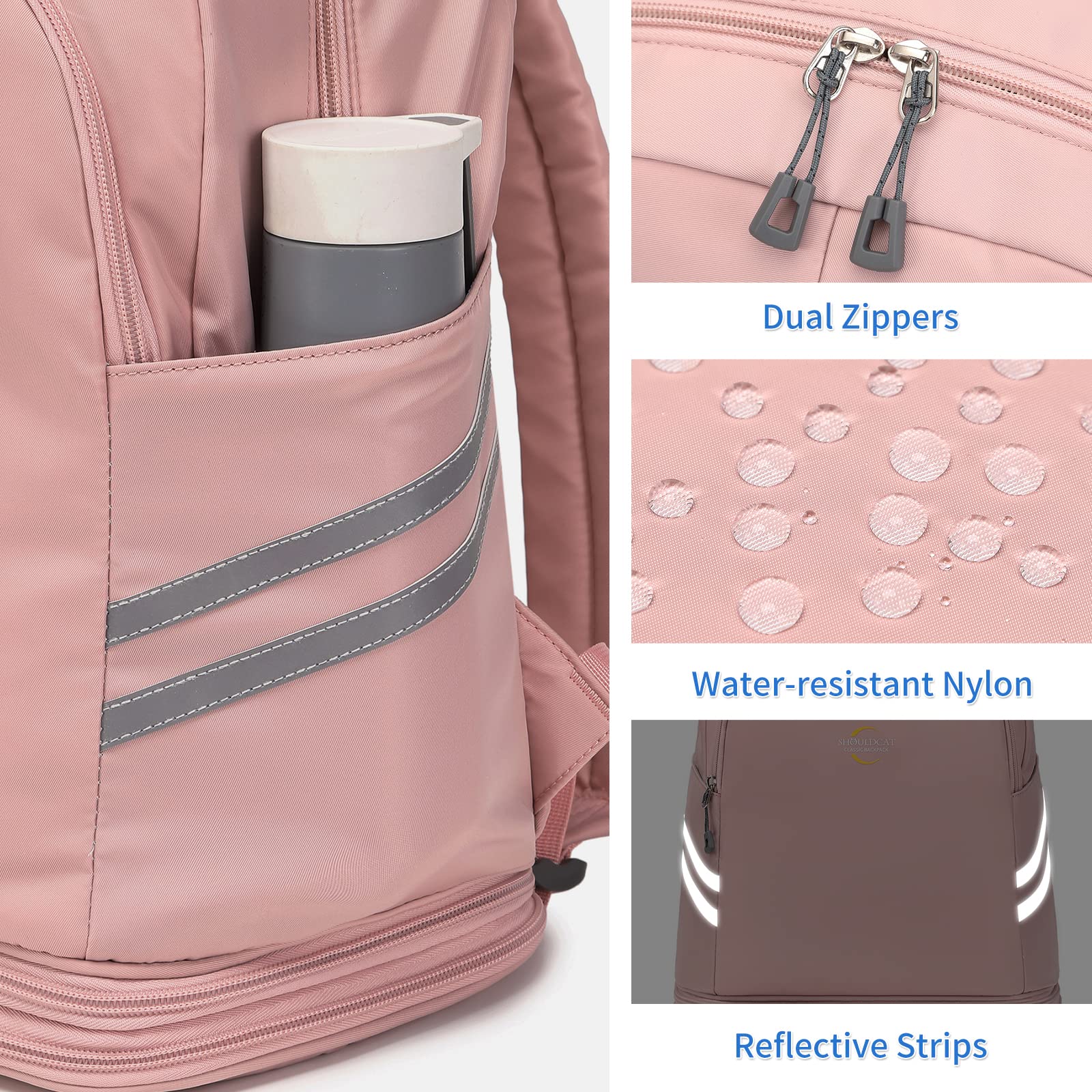 SHOULDCAT Gym Backpack for Women with Shoe Compartment & Wet Pocket & Lunch Compartment, Waterproof Gym Bag Laptop Purses(Geen)
