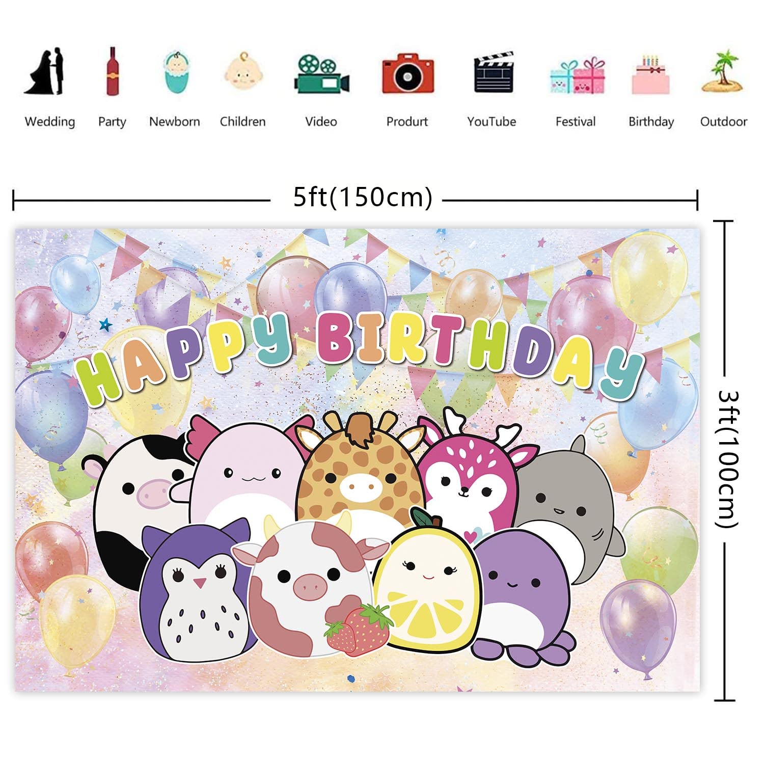 𝓢𝓺𝓾𝓲𝓼𝓱𝓶𝓪𝓵𝓵𝓸𝔀𝓼 𝓟𝓪𝓻𝓽𝔂 𝓑𝓪𝓬𝓴𝓭𝓻𝓸𝓹 5X3FT Squad Theme Backdrop for Girls Boys Kids Birthday Party Decorations Swuishmellow Party Supplies for Photography Banner Backgrounds