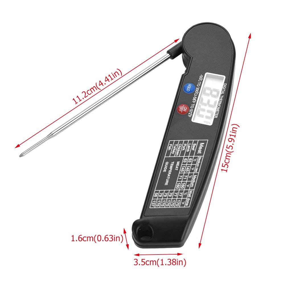 ViaGasaFamido Meat Thermometers Kitchen Cooking Thermometer Digital Multi Functional Food Thermometer Foldable Thermometer for Grilling BBQ Milk Water Coffee(Black)