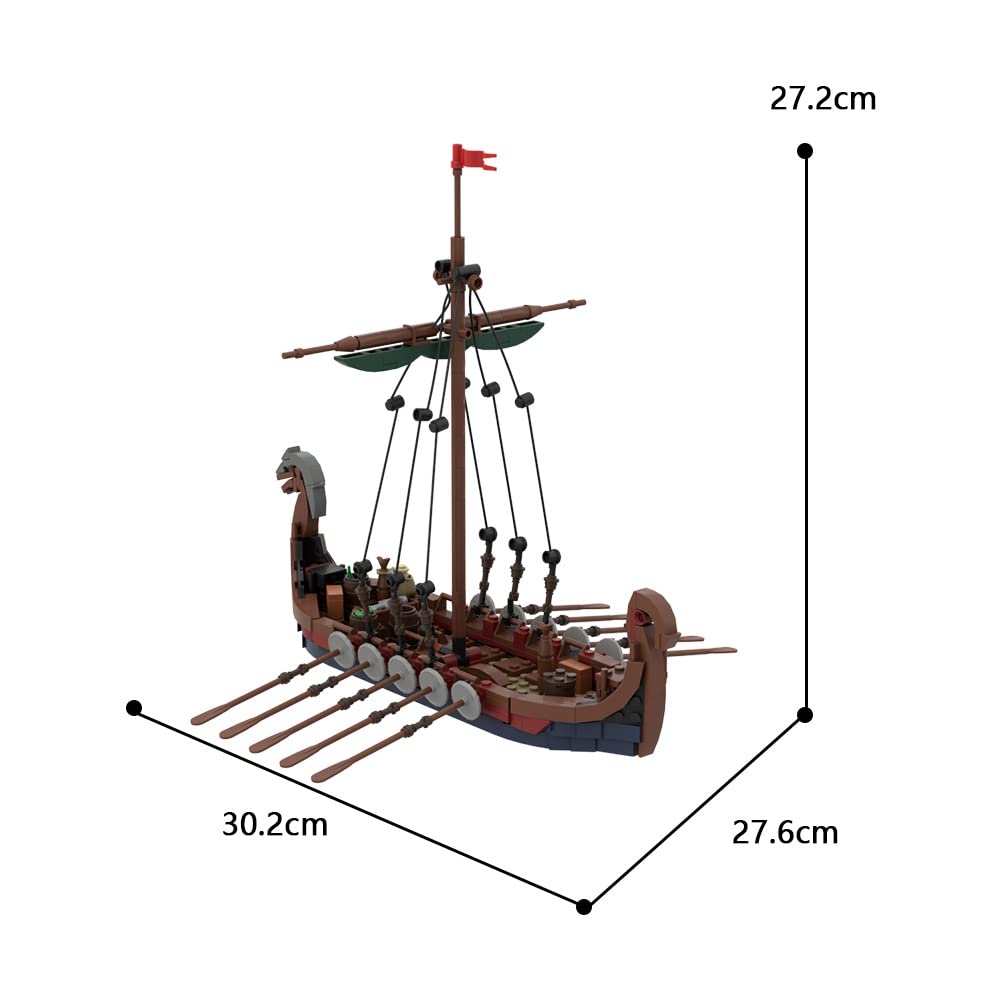 Viking Longship Building Blocks Kit,MOC Military Vessel Ship Model Medieval Pirate Ship Troop Carrier Brick Model DIY Kids Toys Birthdays Gift