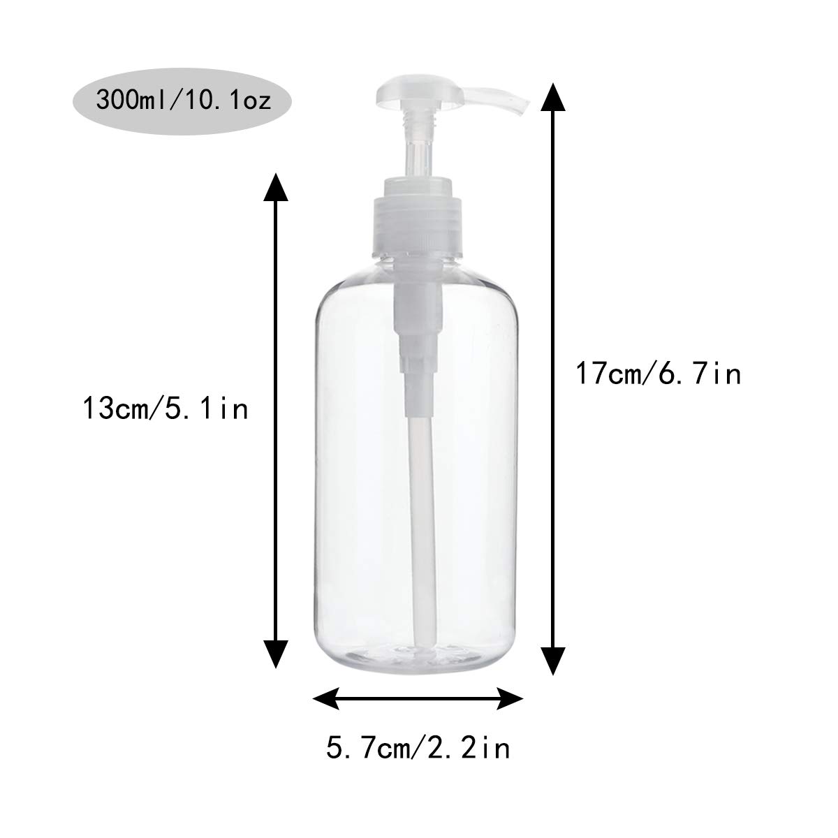 Pump Bottle, Dedoot 2 Pack Clear Empty Plastic Bottles with Pump 10oz Pump Bottle Dispenser for Shampoo, Lotion and Wash Soap