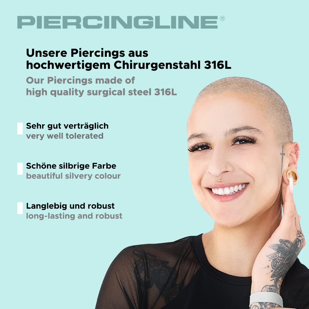PIERCINGLINE 20G Surgical steel 316L nostril piercing jewelry | 3 BIG CRYSTALS | nose stud L-shaped