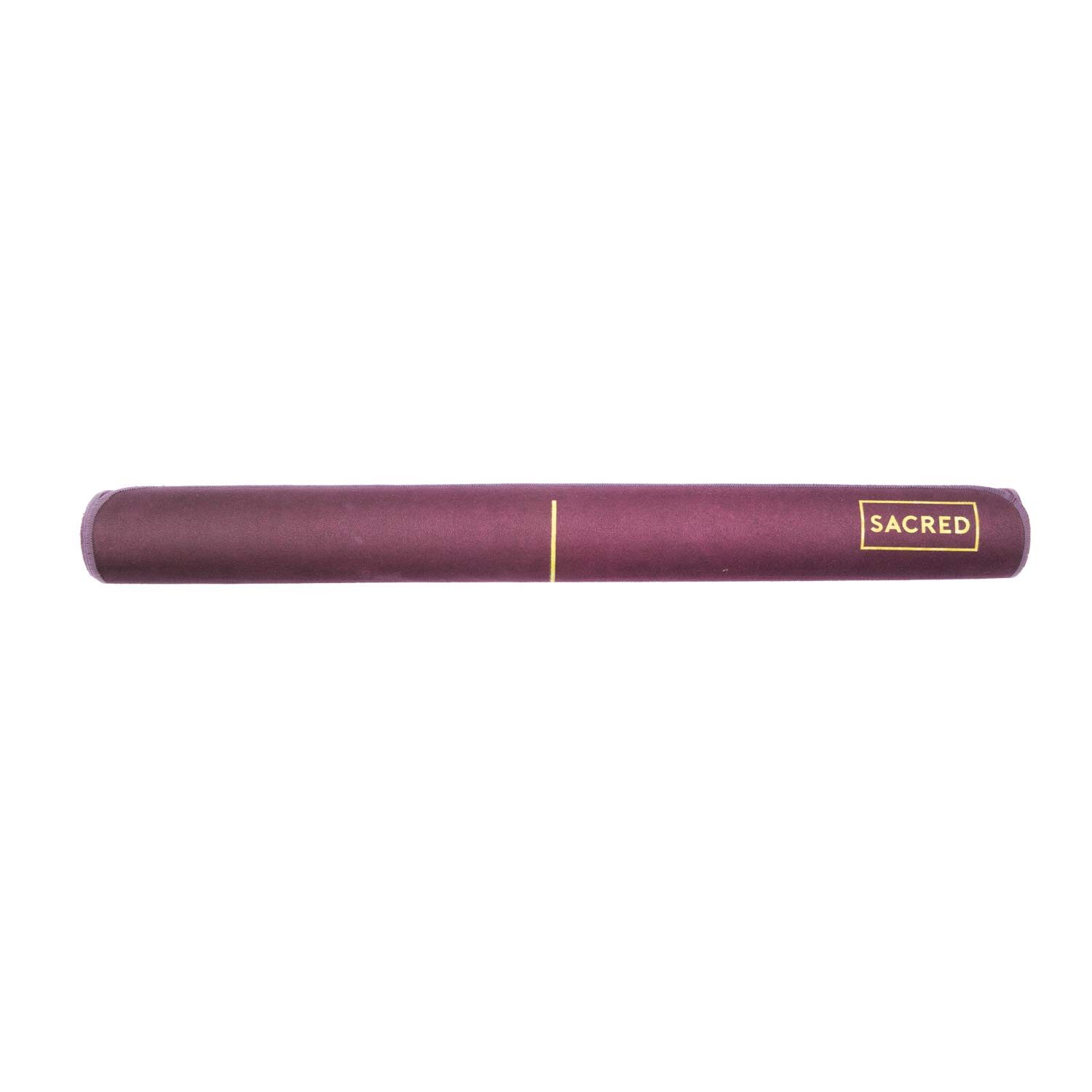 SACRED Travel Portable Yoga Mat | Extra Grip & Foldable Mat with Pouch | Extra Long, Lighter & Eco-Friendly Mat | Comfortable 1.5mm Thick Exercise Mat with Central Alignment Lines (Burgundy)