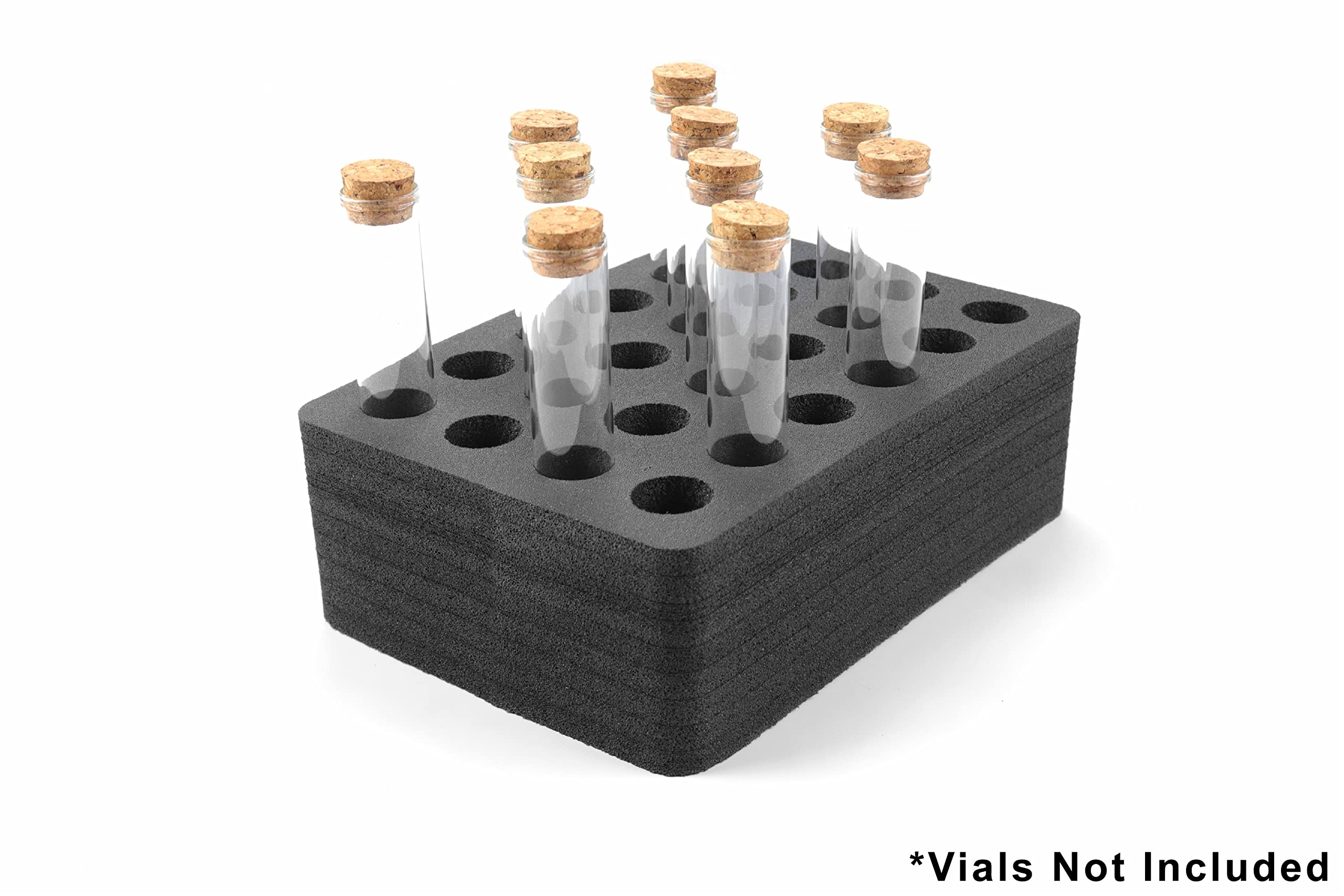Polar Whale Test Tube Rack Durable Black Foam Storage Holder Organizer Stand Transport Holds 24 Tubes Fits up to 25mm Diameter