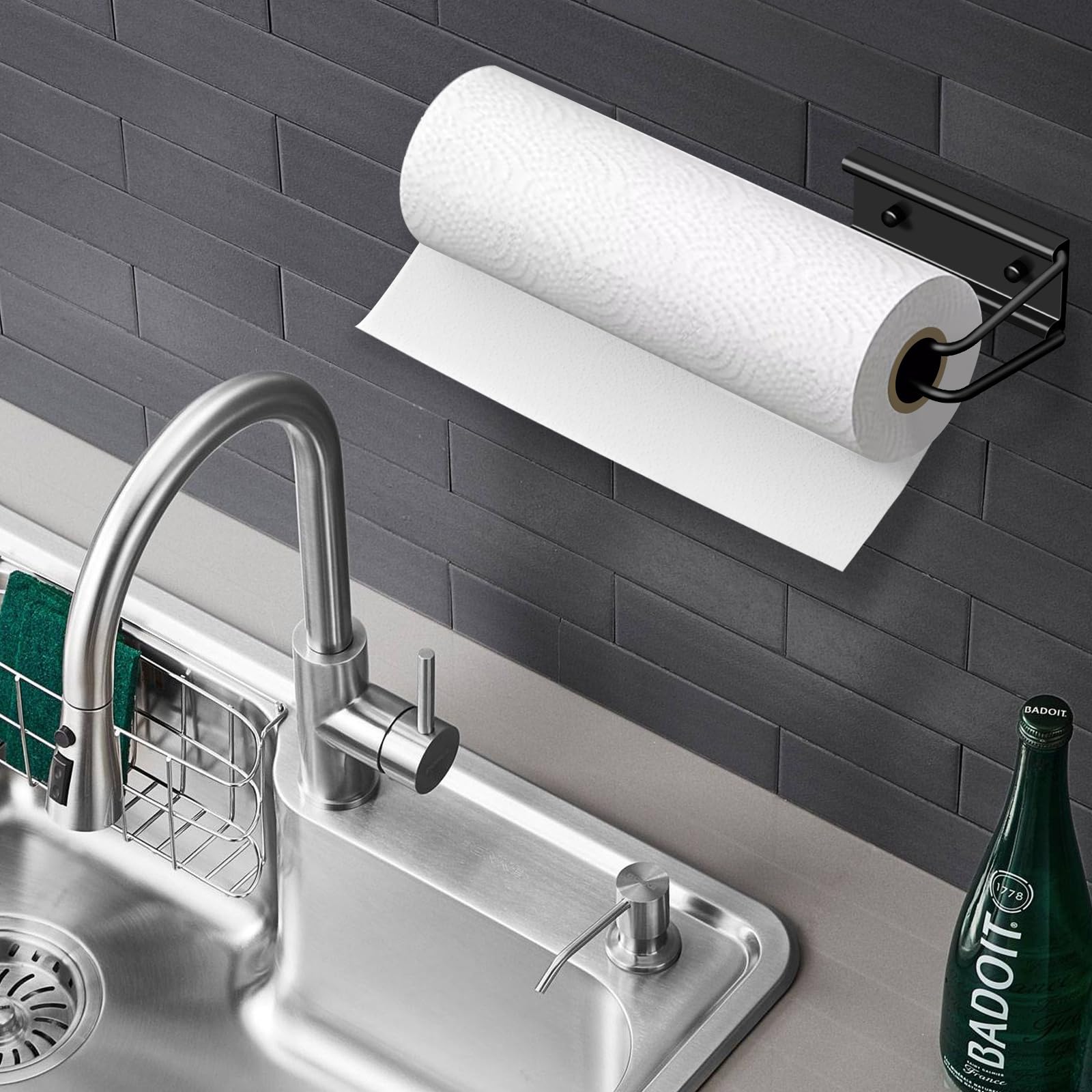 Paper Towels Holder, Wall Mounted Paper Towel Holders Napkin Holders for Kitchen Self-Adhesive or Drilling