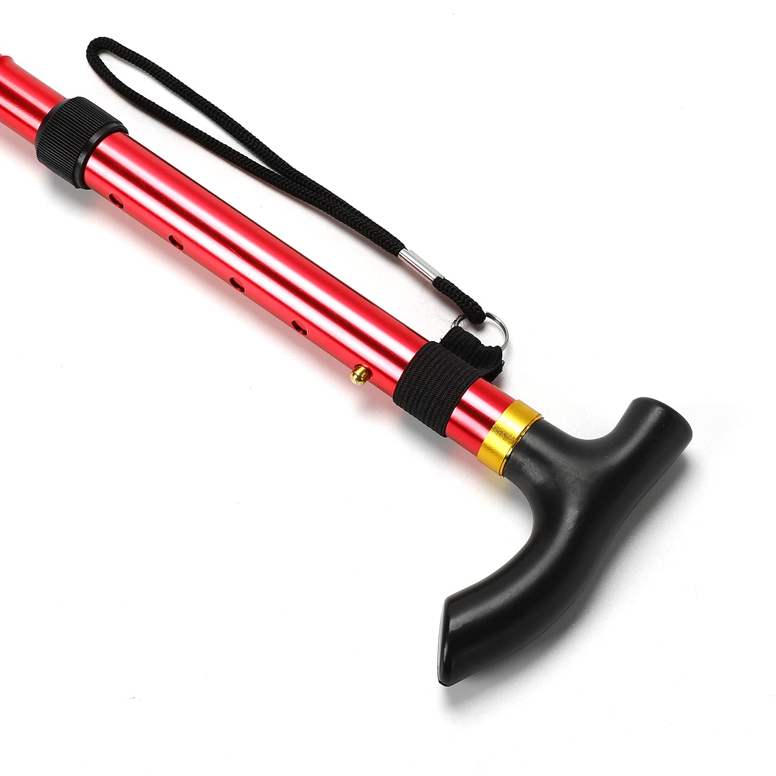 Trekking Poles Aluminum Collapsible Hiking Pole Anti-Slip Walking Sticks for Men Folding Ladies Hiking Sticks (Red)