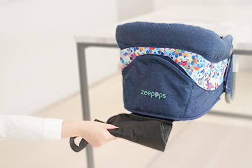 zeepops Hook On Table High Chair with Tray for Babies and Toddlers, Clip On Table Chair Portable, Fold-Flat Compact for Home, Dining Out and Travel (Denim Garden)