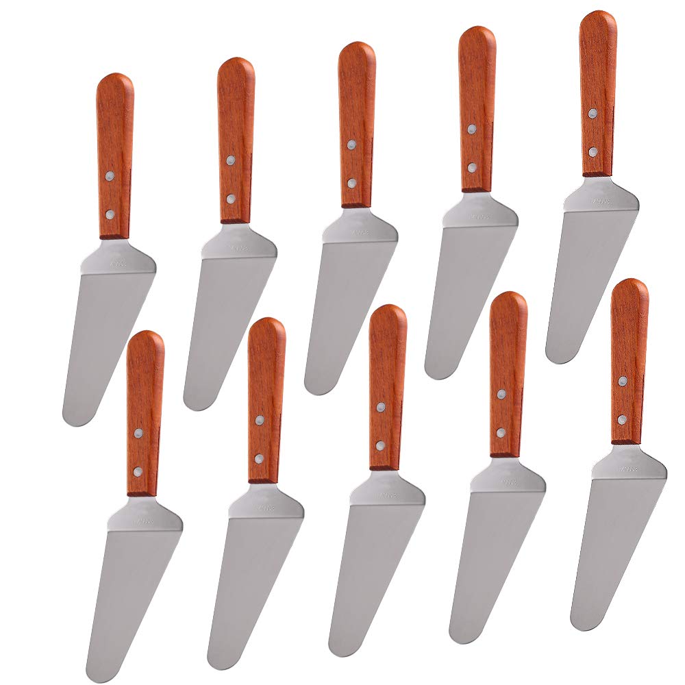 Wooden Handle Stainless Steel Pizza Shovel,10 inches DIY Baking Tools, Cake Cooking Shovel, Cheese Shovel,Pie Cake Holder Triangular Spade Server for Cakes Shovel Baking Flipper (10)