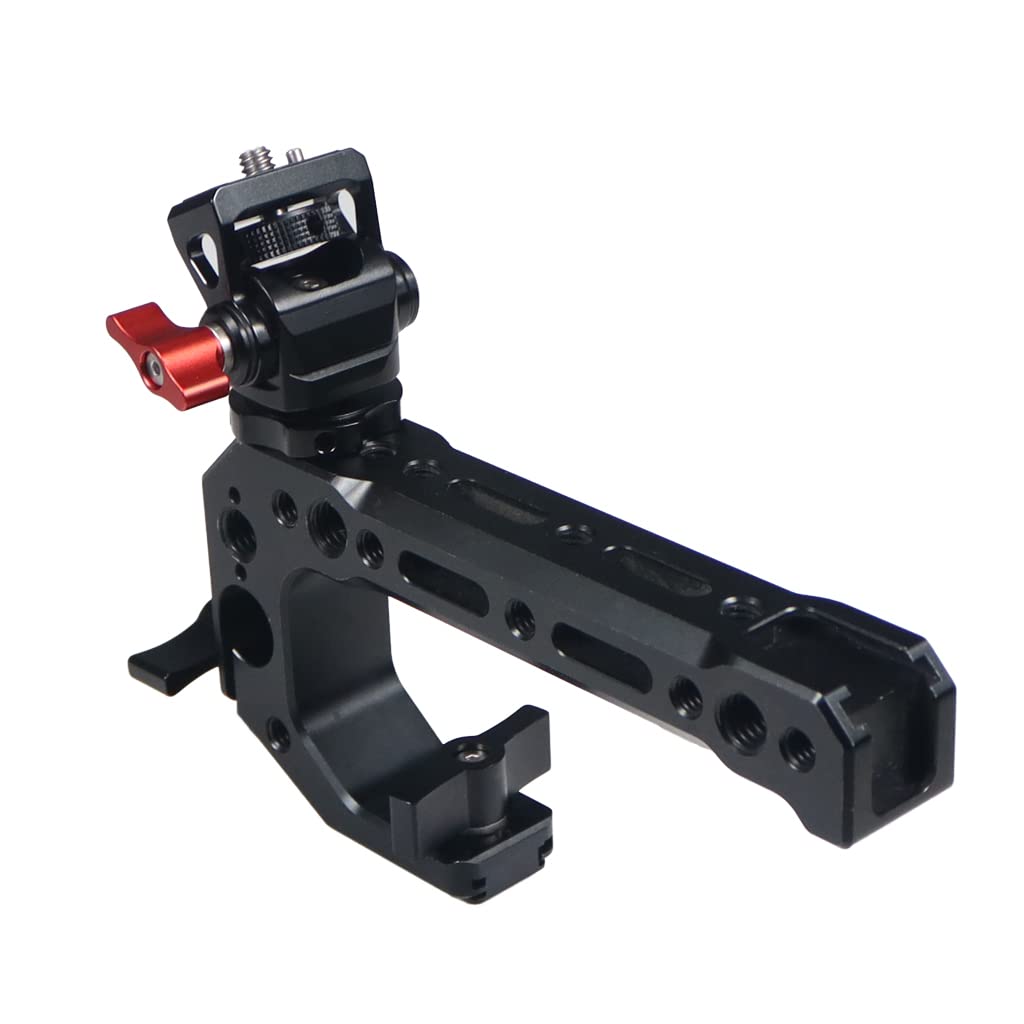 XT-XINTE Top Handle Grip for Camera Cage Protective Stabilizer Rig 1/4" Holes Cold Shoe w Monitor Holder Mount Photography Accessories