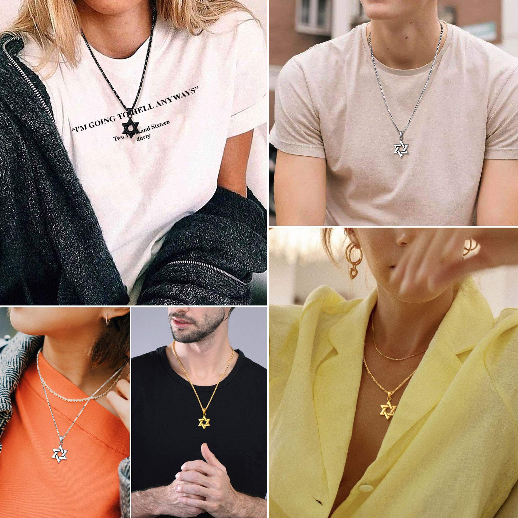 Star Necklaces for Women Stainless Steel Jewish Gifts for Him