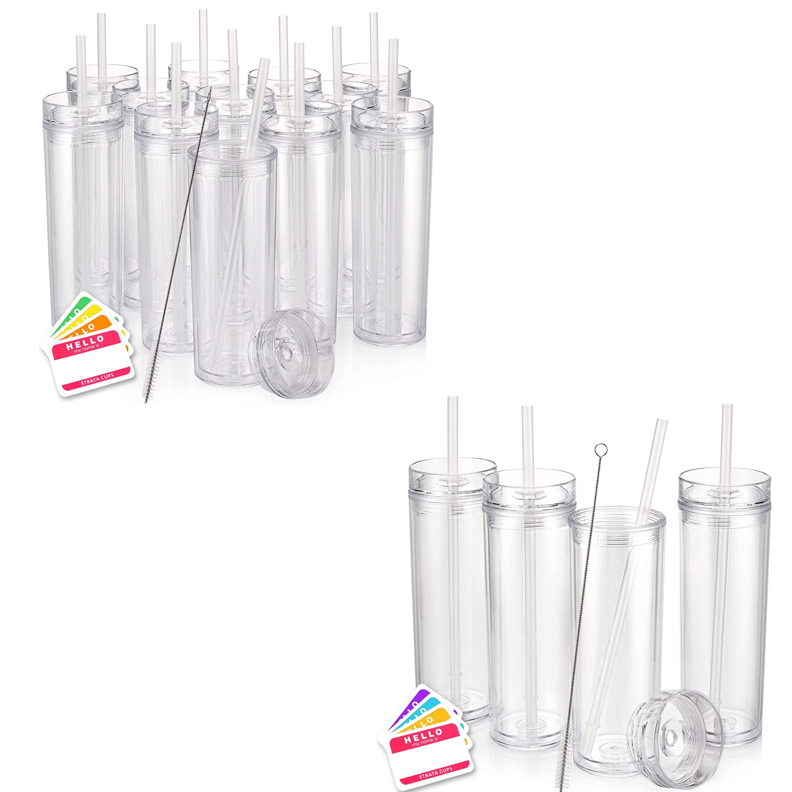 STRATA CUPS BUNDLE! 16 oz Clear Acrylic Tumblers (12 pack) + 16 oz Clear Acrylic Tumblers (4 pack)