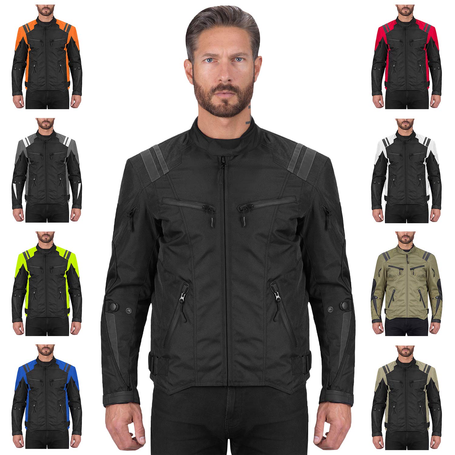 Nomad Motorcycle Jacket for Men, Ironborn Biker Jacket, Cruiser Sportsbike Enduro Mens Riding Jacket with Armor Protection (Medium, Black)