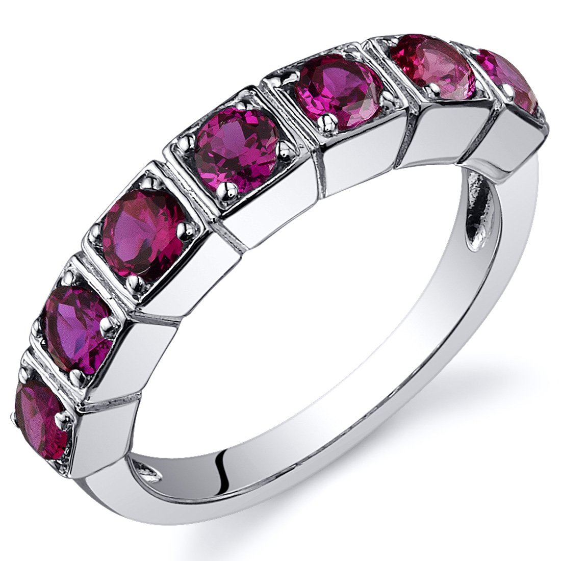 PEORA Created Ruby Band Ring Sterling Silver 1.75 Carats Size 9