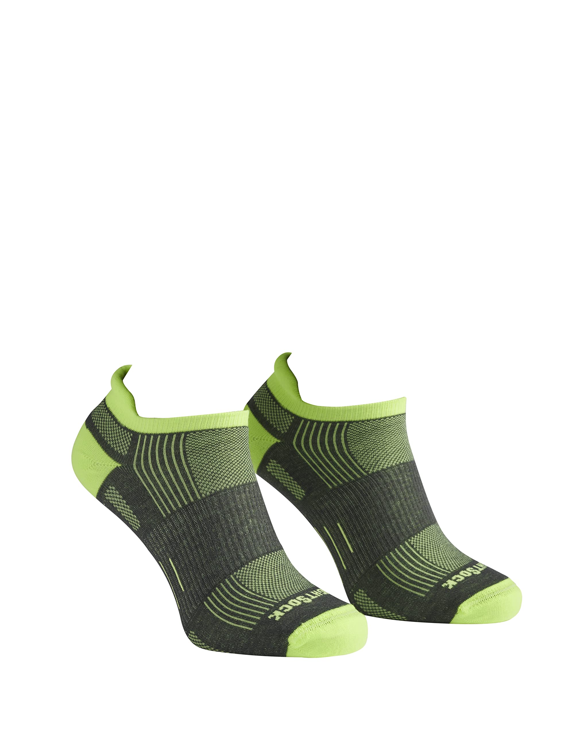 Wrightsock Eco Run Tab Socks | Guaranteed Blister Free | Breathable| Men | Women, Ash/Hi Vis Yellow, Medium