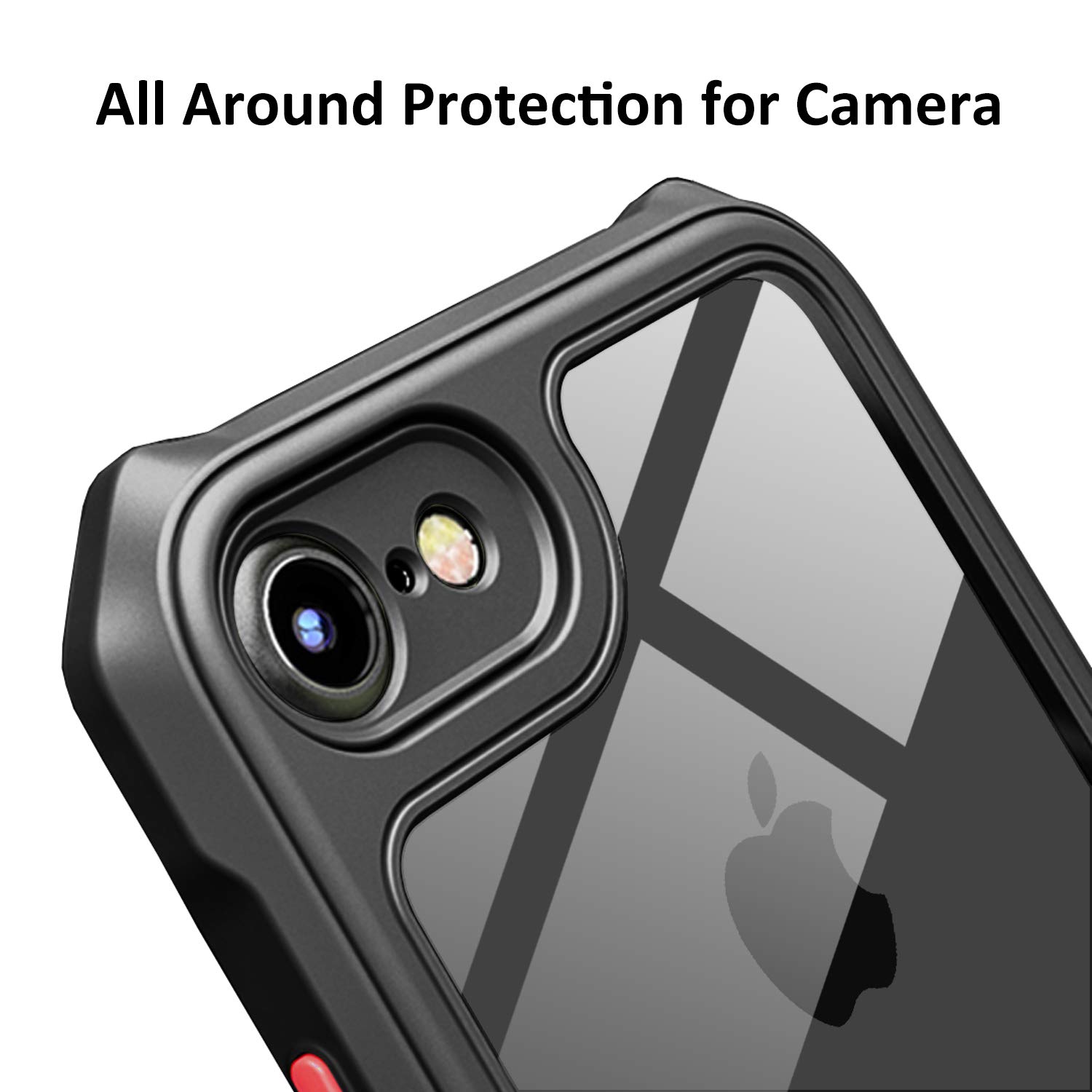 TENOC Phone Case Compatible with iPhone SE (2nd 2020 and 3rd 2022 Generation) & iPhone 7 & iPhone 8, Clear Case Black Protective Bumper Non-Yellowing Cover for 4.7 Inch