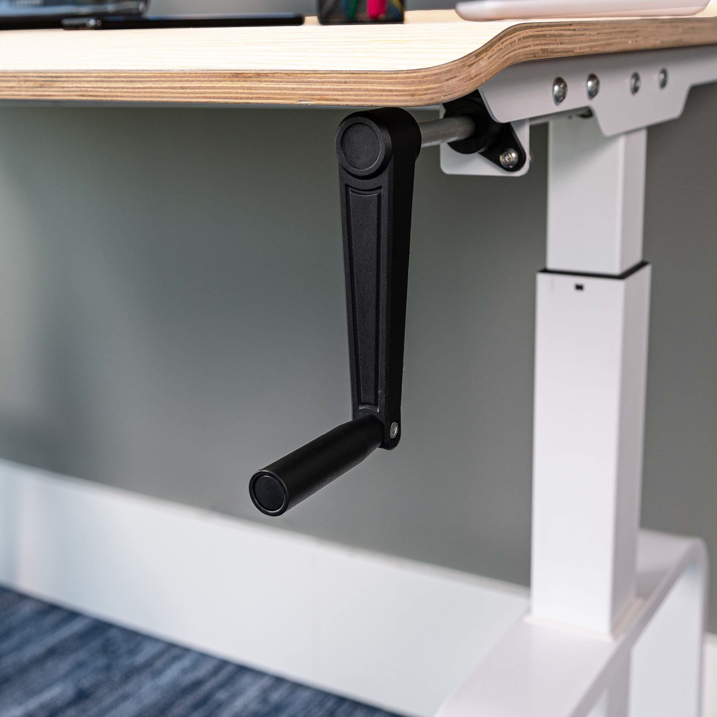 Stand Up Desk Store Crank Adjustable Ergonomic Standing Desk (White Frame/Antique Birch Desktop, 48β Wide)