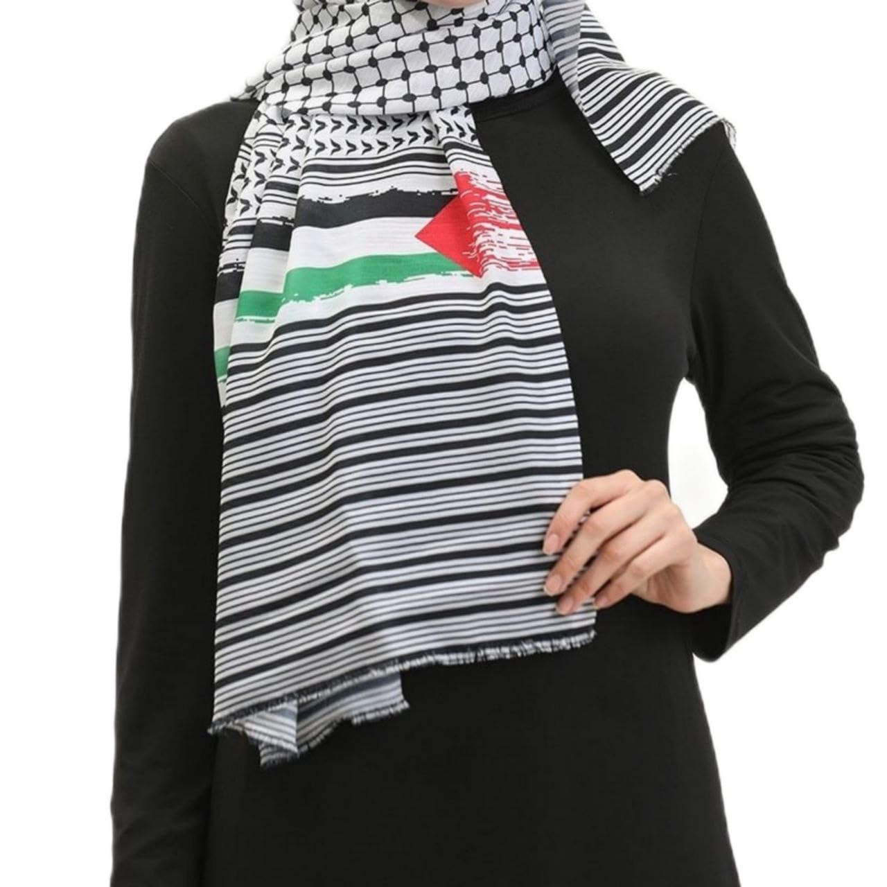 ZehAb Style Keffiyeh for Women, Shawl Scarf, Head Neck Scarf, Flag, Plus Size, Arab Gifts